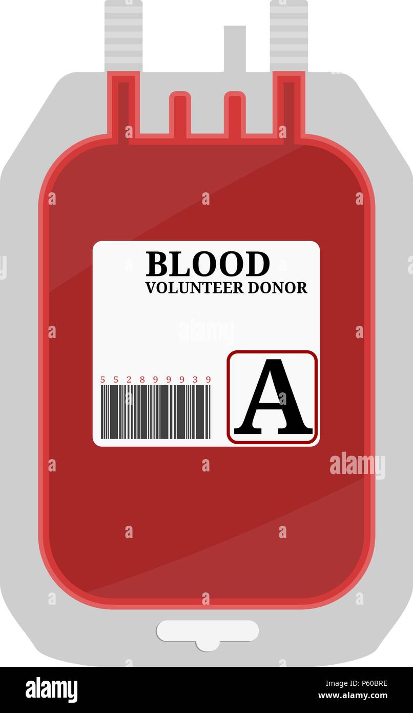 Blood bag with label and text whole blood isolated on white background ...
