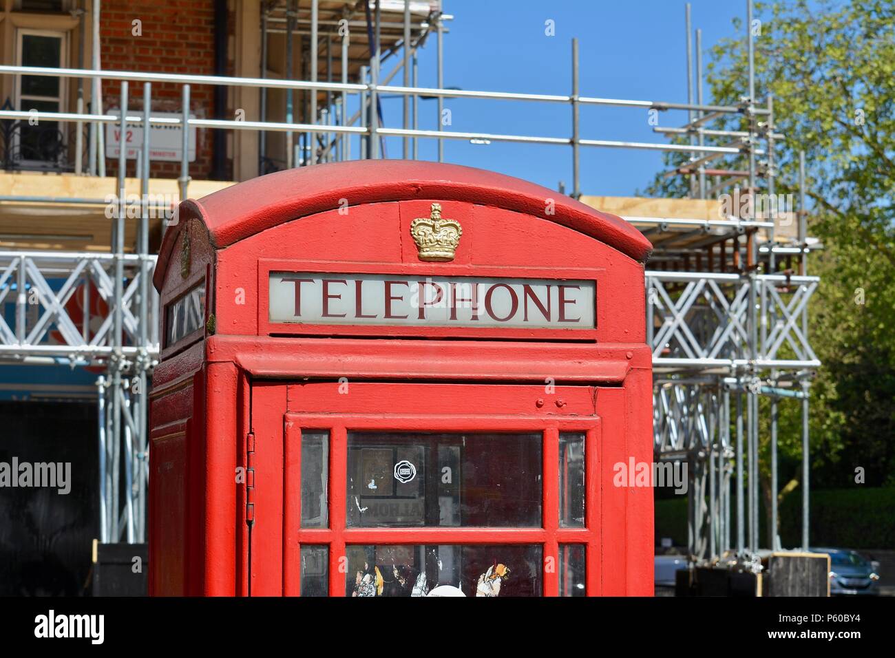 Iconic London red telephone booths in London, England, United Kingdom ...