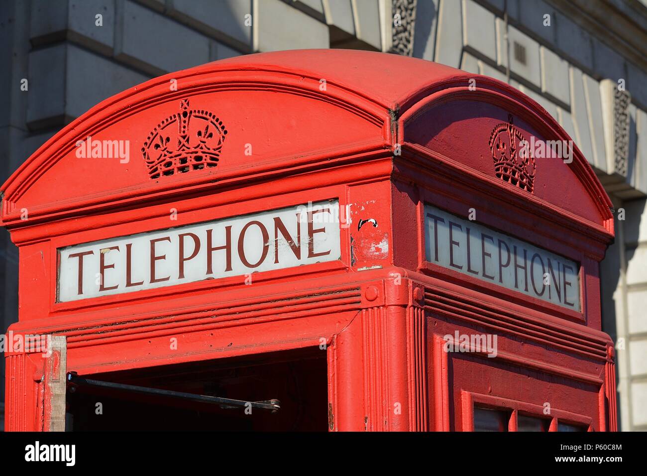 Iconic London red telephone booths in London, England, United Kingdom ...