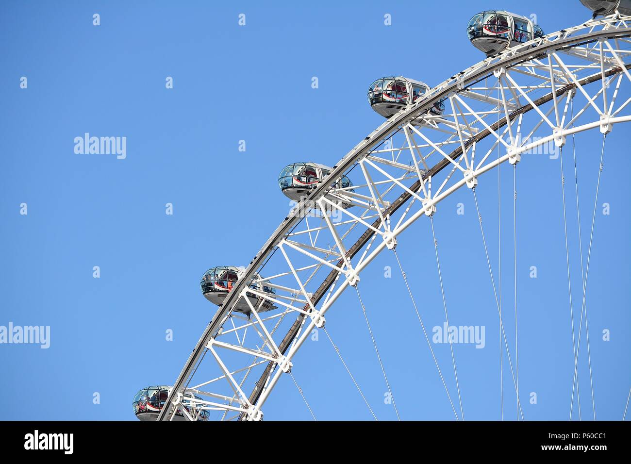 The iconic London Eye observation wheel along the River Thames, London ...