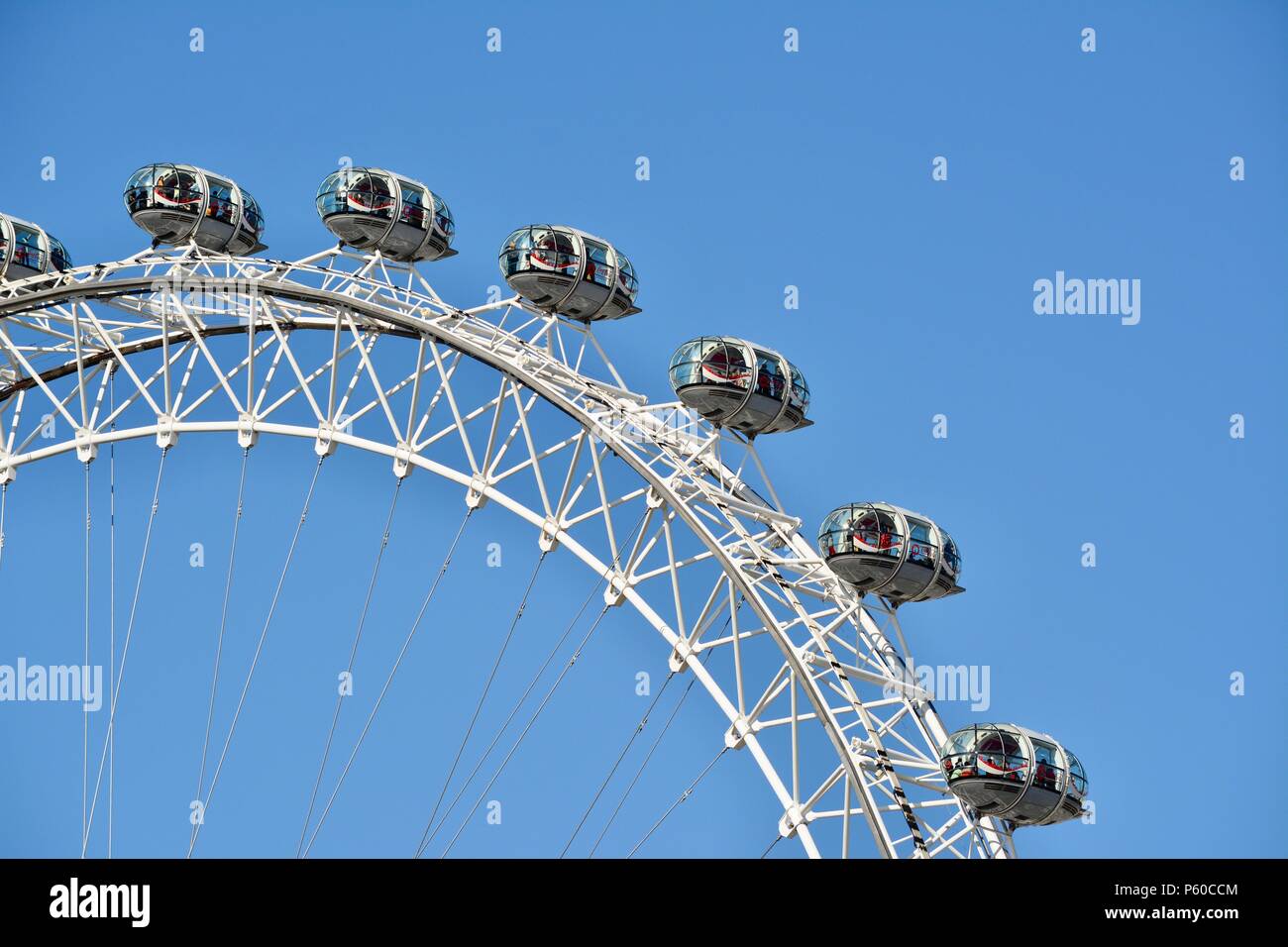 The iconic London Eye observation wheel along the River Thames, London ...