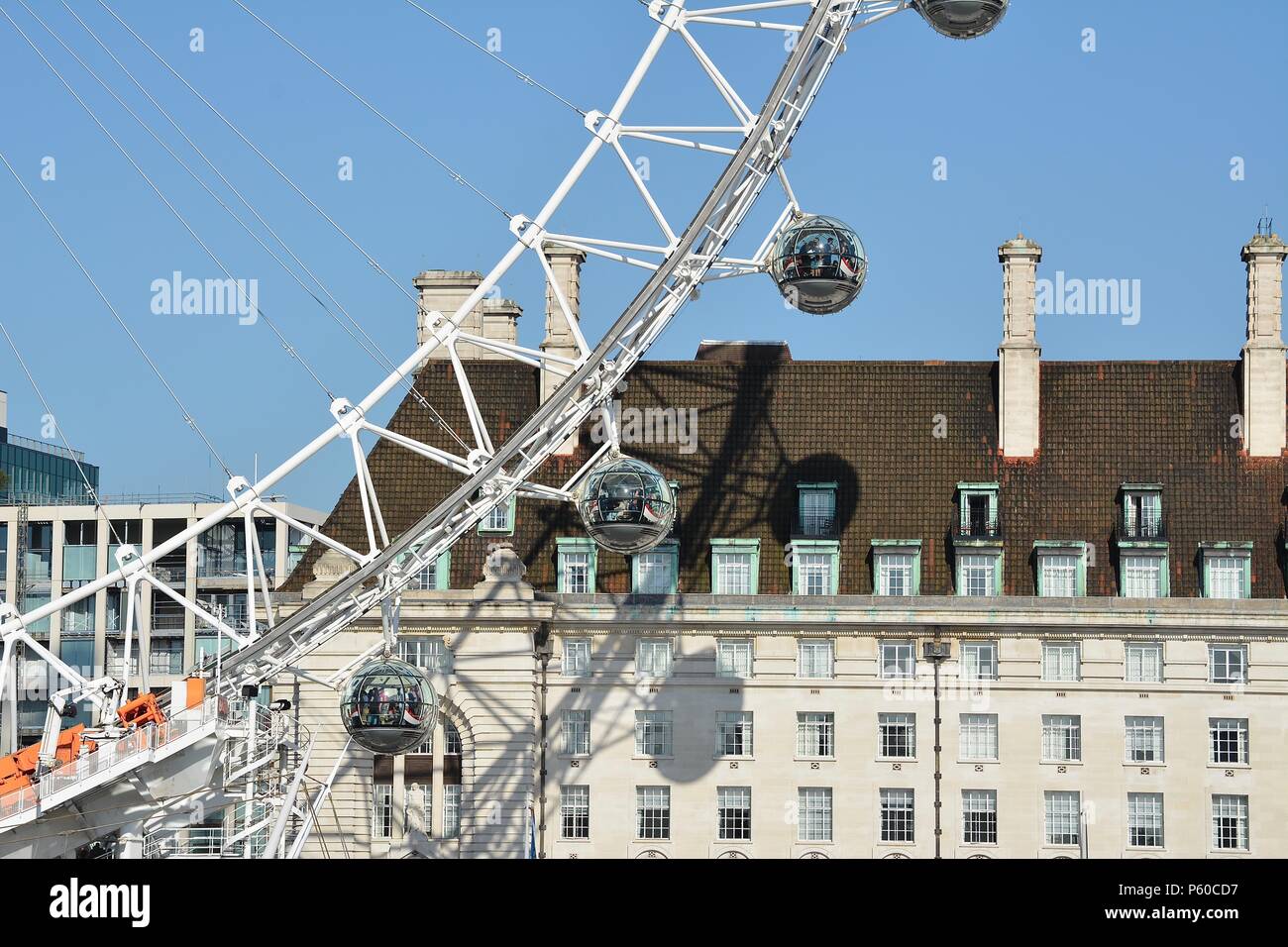 The iconic London Eye observation wheel along the River Thames, London ...