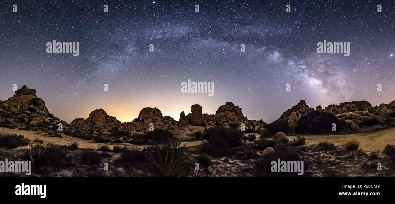 Milky Way panorama over Valley of the Moon in Jacumba, California Stock ...