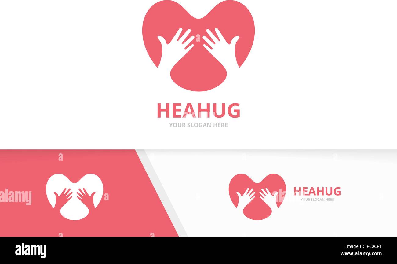 Vector heart and hands logo combination. Love and embrace symbol or ...