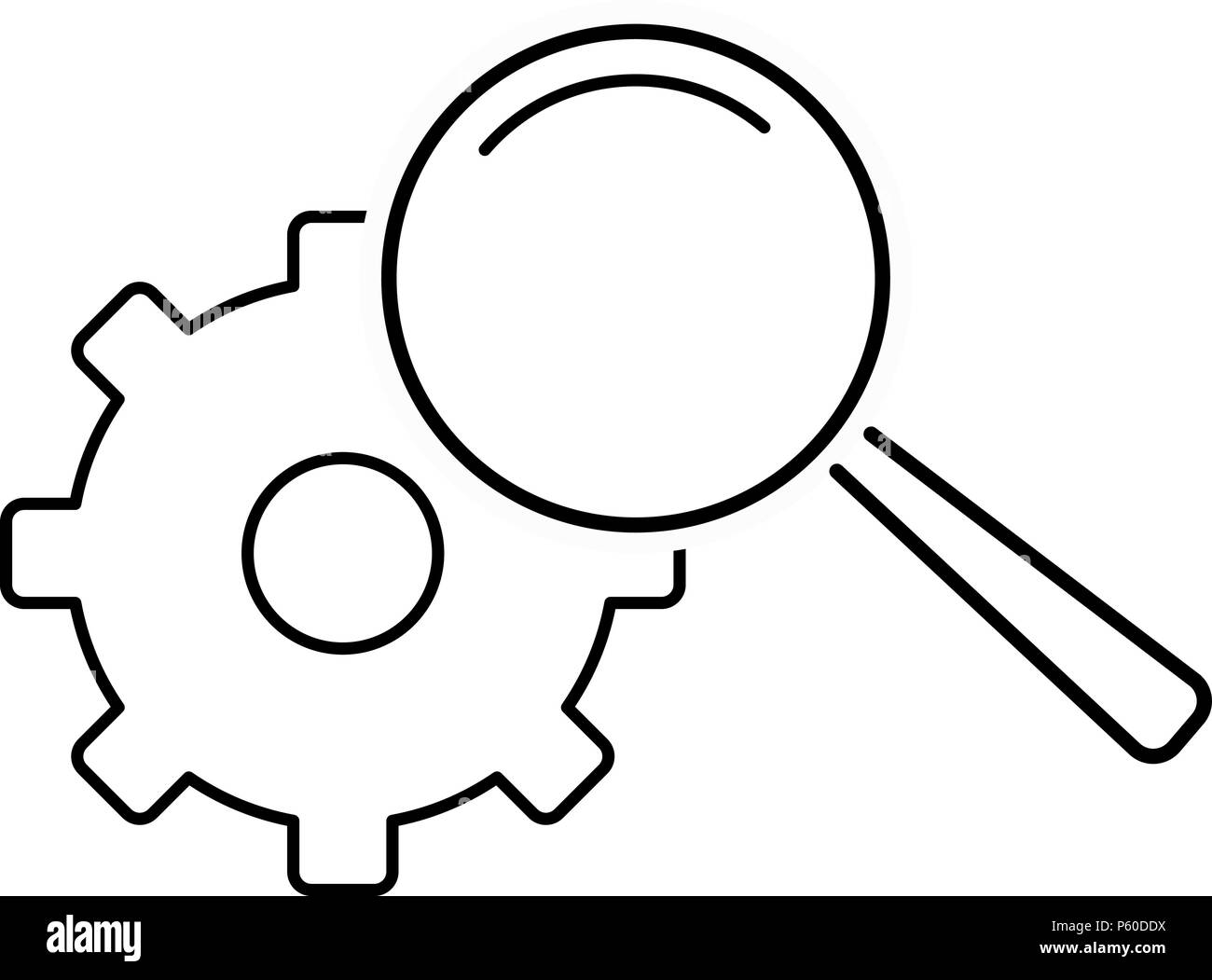 Icon - Magnifier on gear Stock Vector Image & Art - Alamy