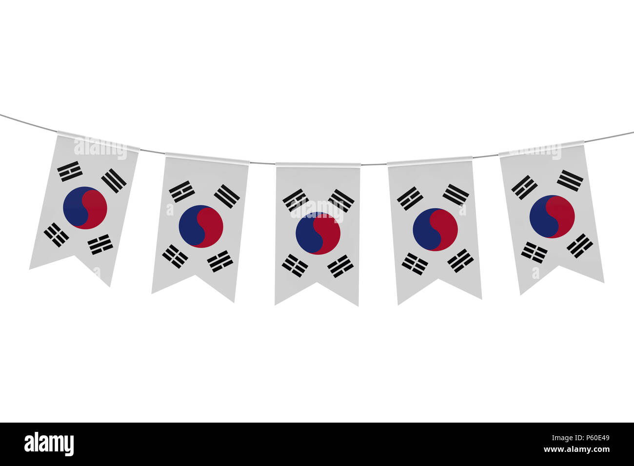 South Korea national flag festive bunting against a plain white ...