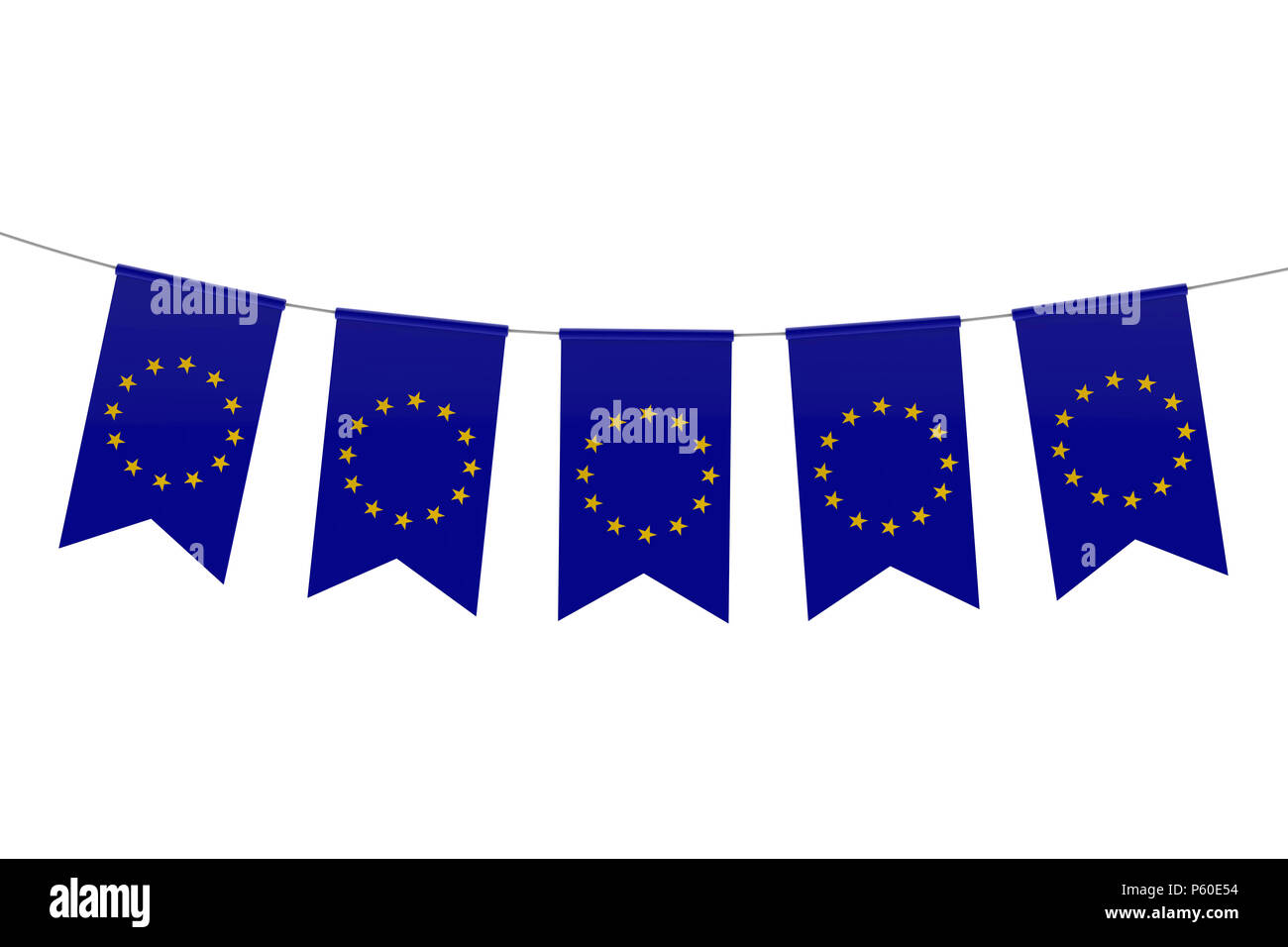 European Union national flag festive bunting against a plain white ...