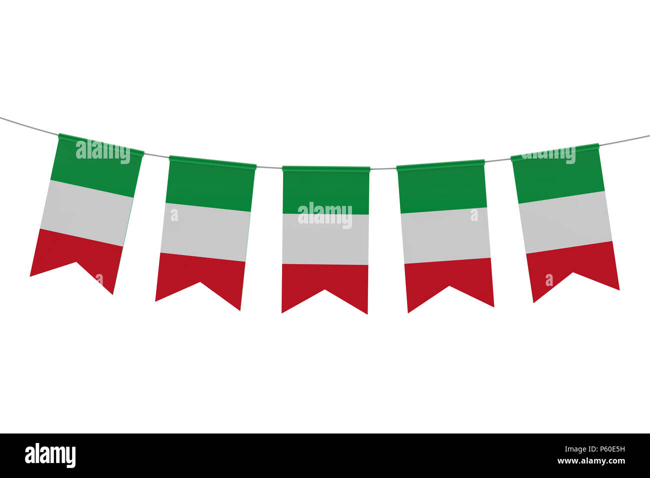 Italy national flag festive bunting against a plain white background ...