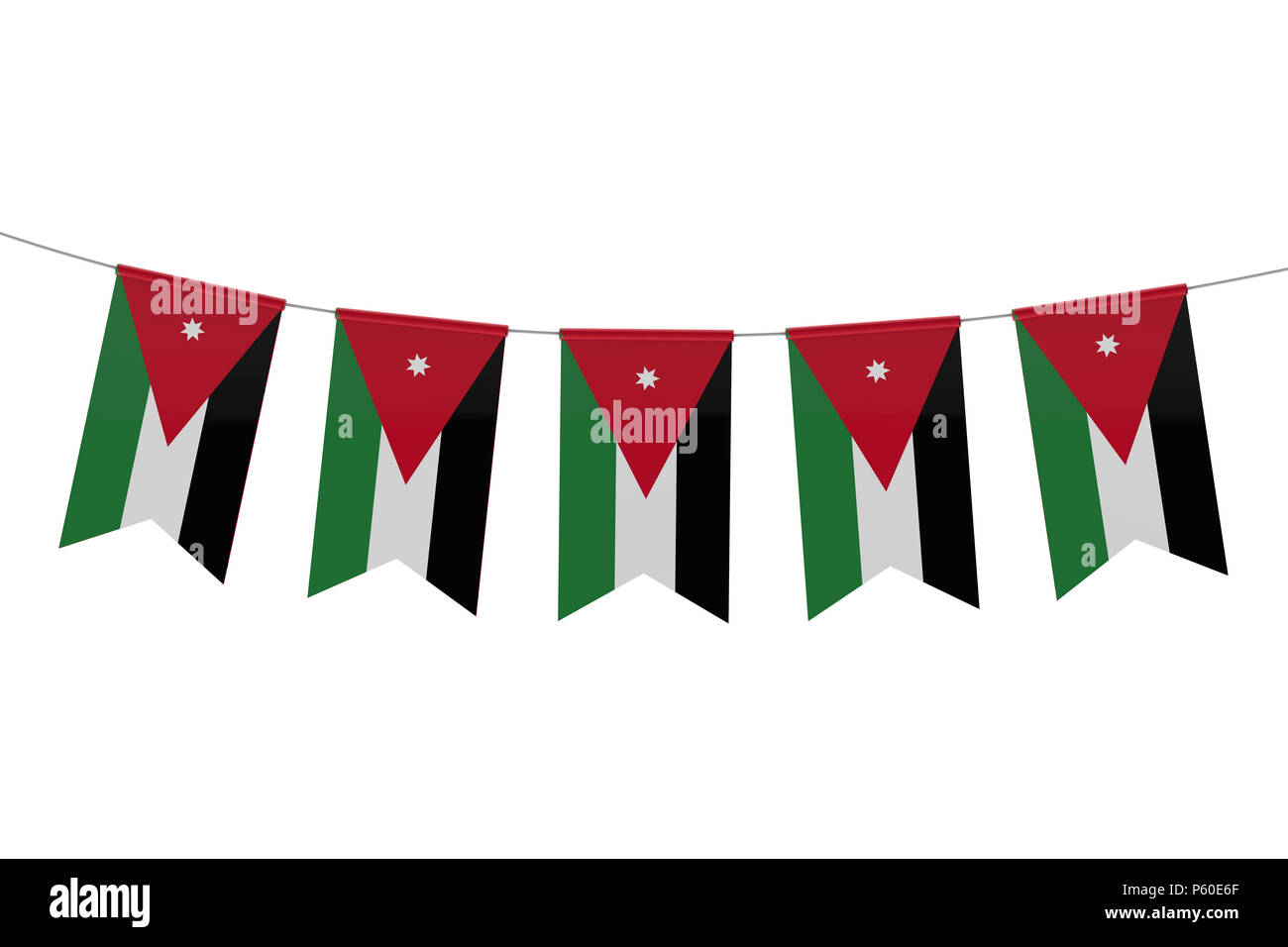 Jordan national flag festive bunting against a plain white background ...
