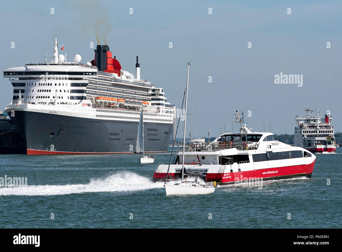 Southampton Water, England UK. 2018. Busy shipping channel from ...