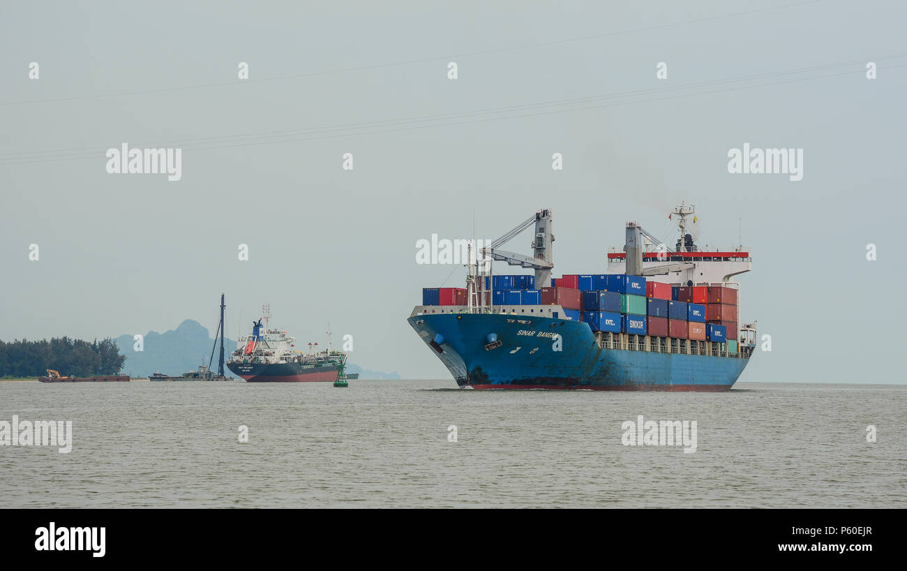 Hai Phong, Vietnam - May 4, 2016. Cargo ships on the sea in Hai Phong ...
