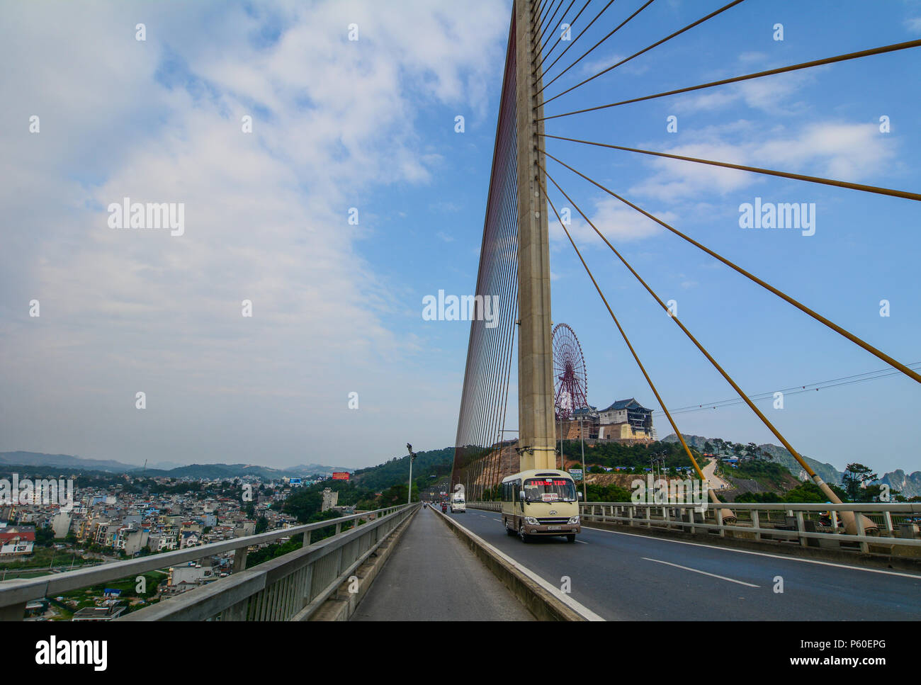 Ha Long, Vietnam - May 23, 2016. A cable-stayed bridge in Ha Long ...