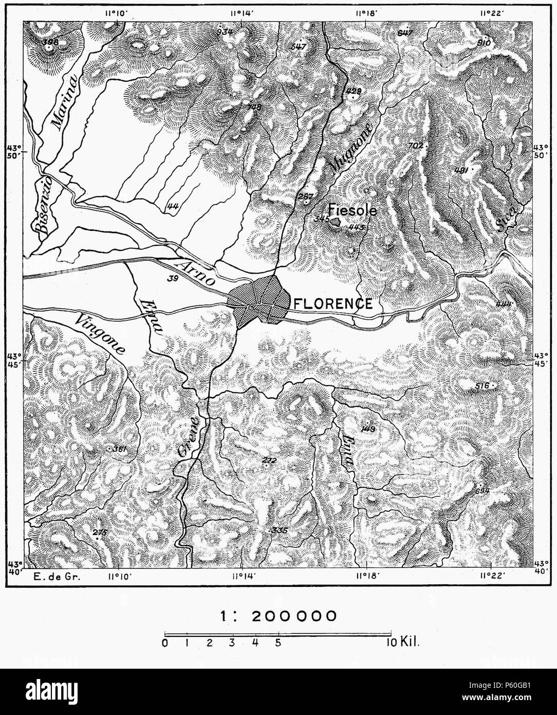 Florence italy city map Black and White Stock Photos & Images - Alamy