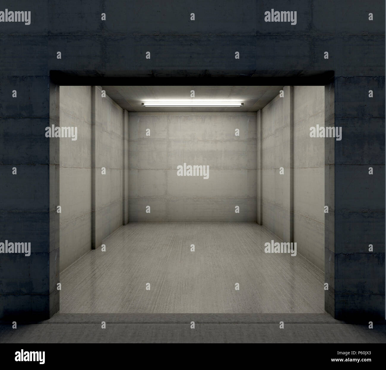 A look inside the interior of an empty single garage made out of ...