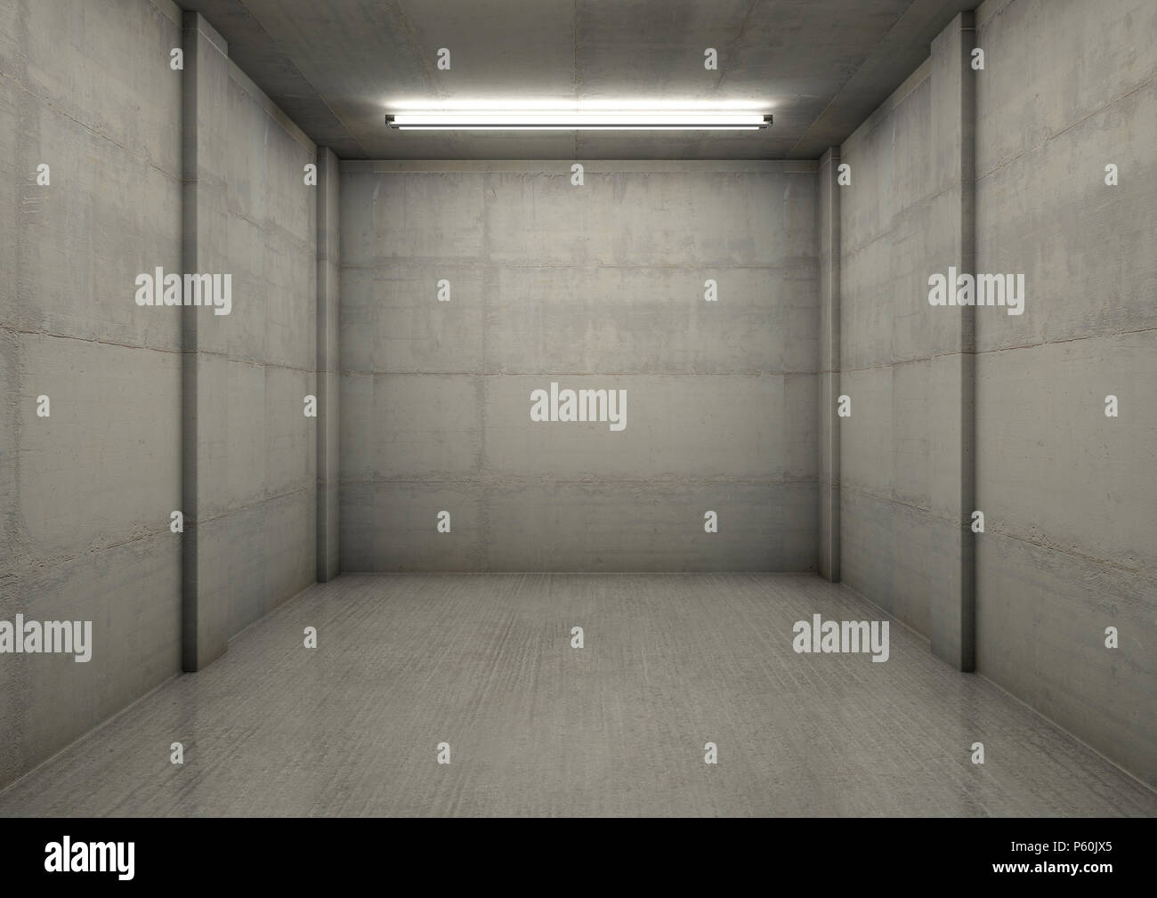 A look inside the interior of an empty single garage made out of ...