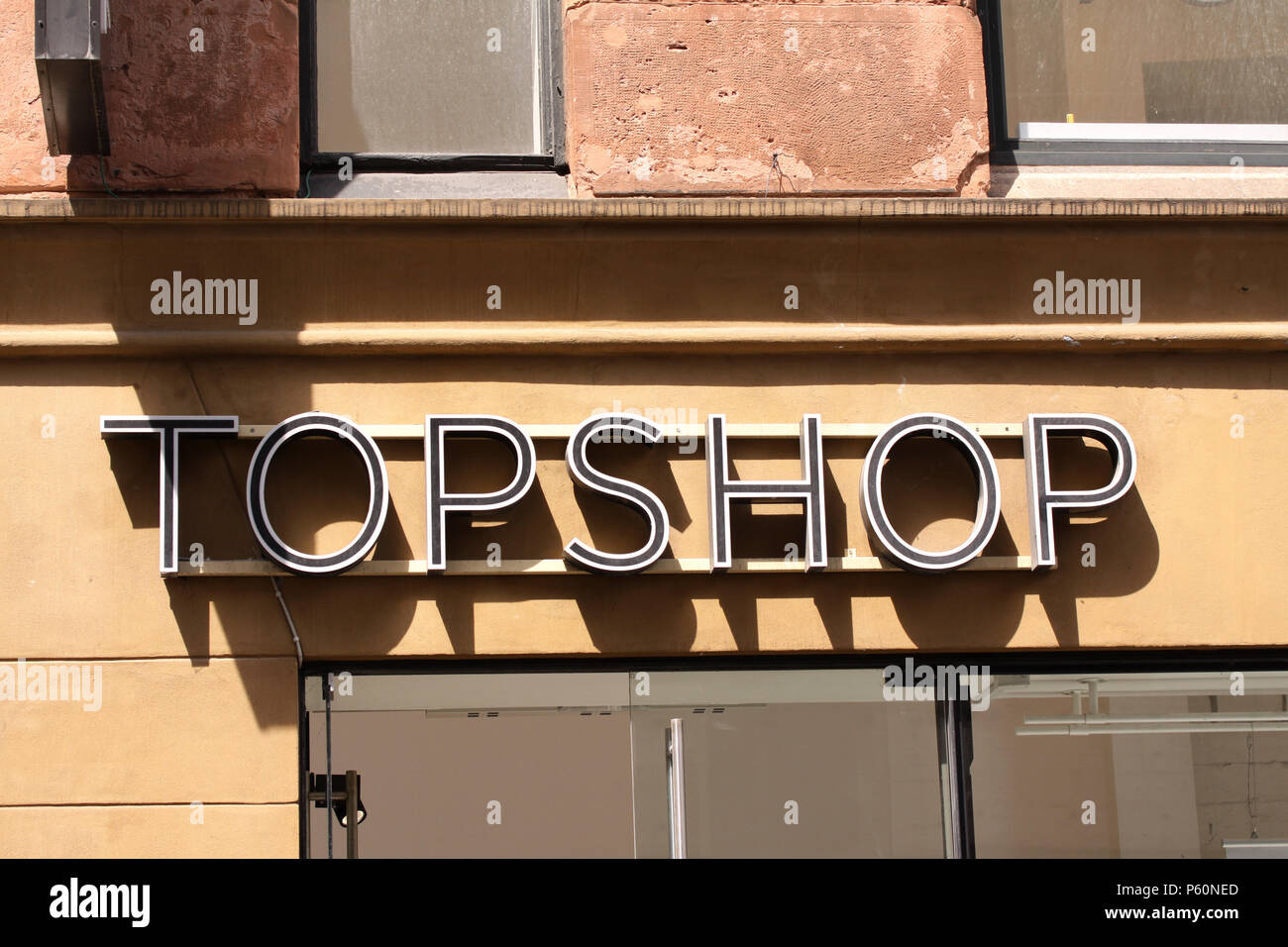 Copenhagen, Denmark - June 26, 2018: Topshop logo on panel at store ...