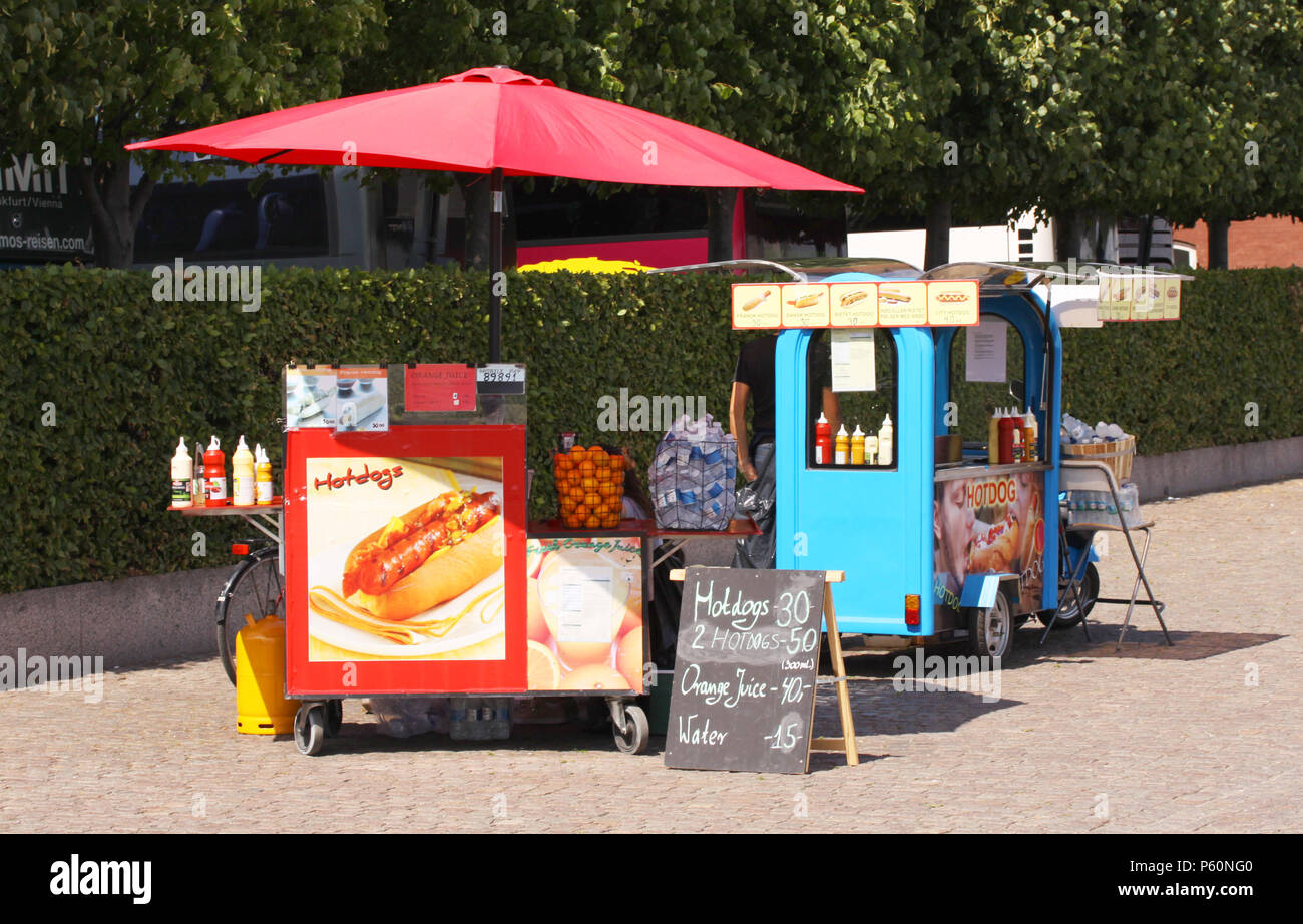 Copenhagen, Denmark - June 26, 2018: Food truck outside ready to serves ...