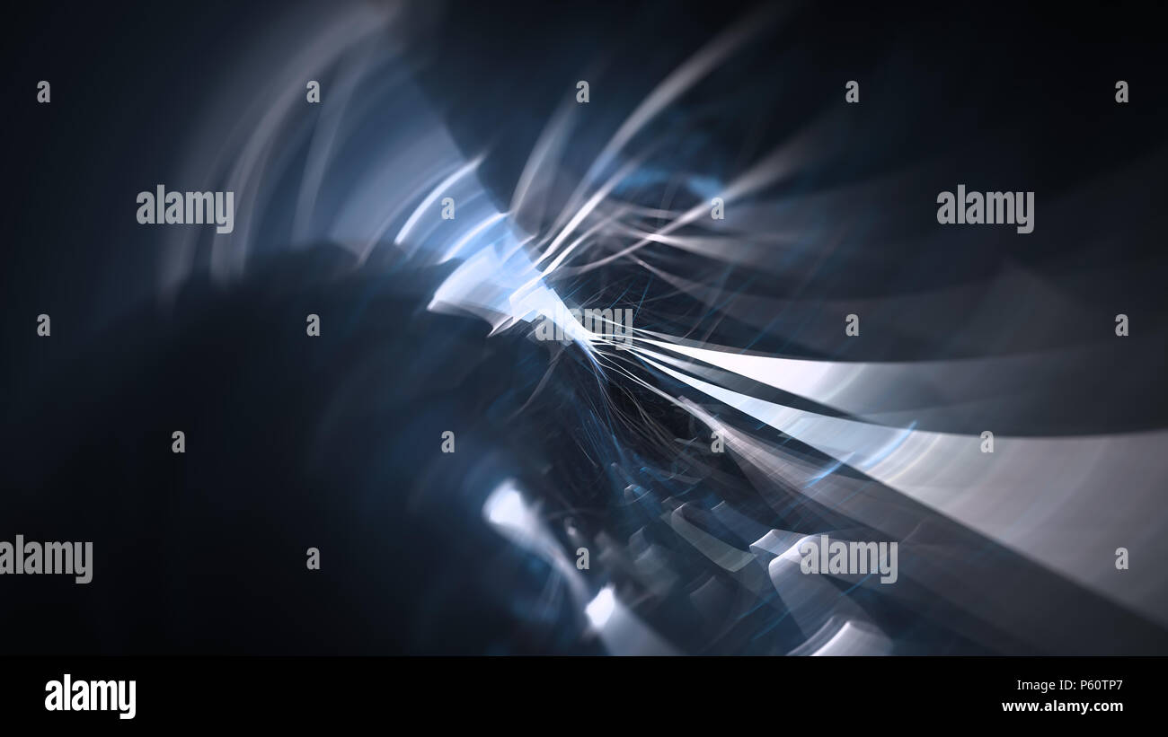 Blue glowing connected lines in space, new technology, computer ...