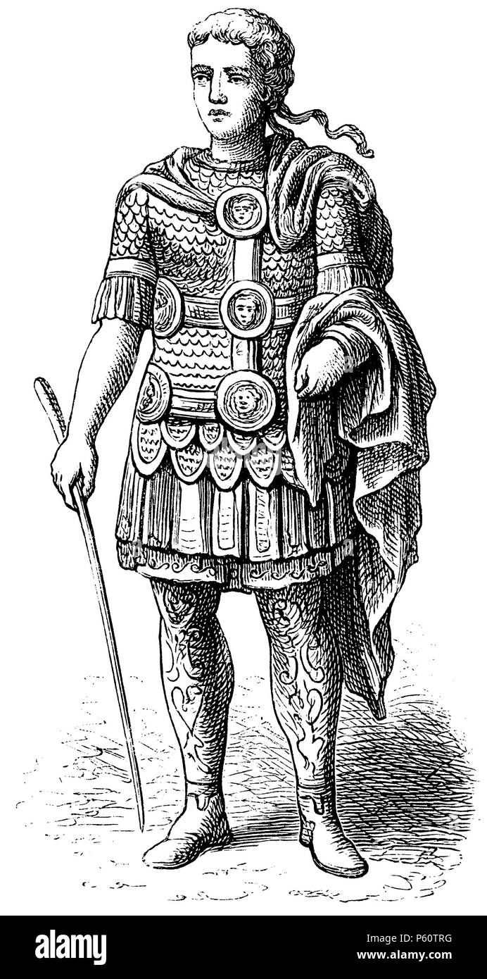 Centurio, an officer of the Roman Empire. After a bas-relief found in a ...