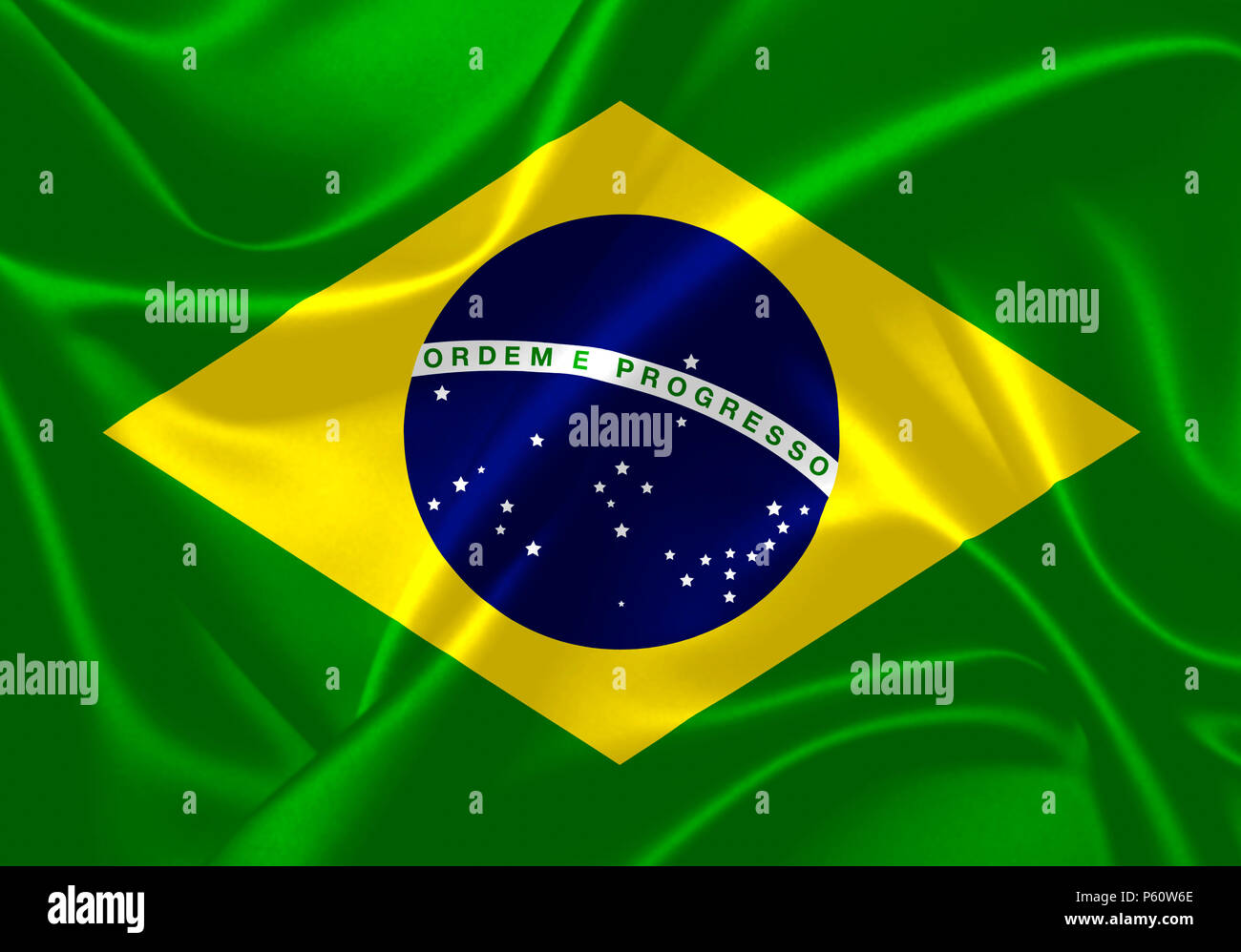 Illustration of Brazilian waving fabric flag Stock Photo - Alamy