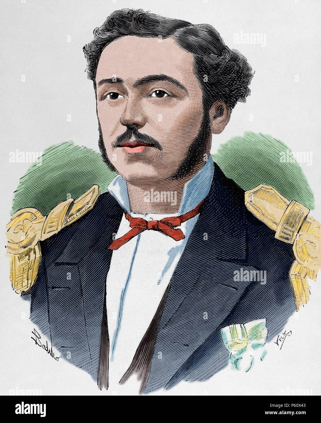 Carlos Condell (1843-1887). Chilean Navy. Engraving by Vela. The ...