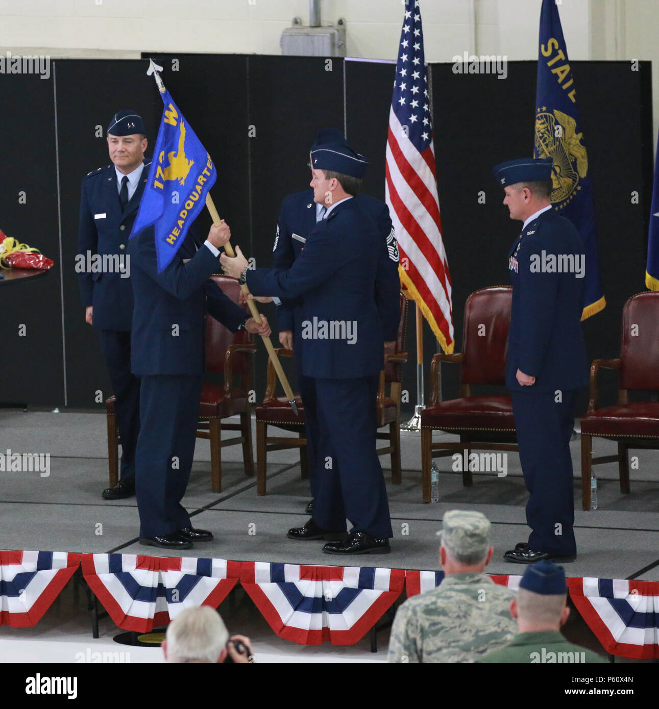 Brig. Gen. Jeffrey Silver accepts the guideon during the 173rd Fighter ...