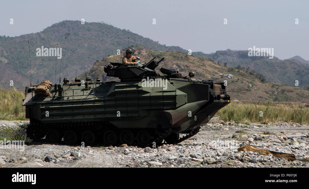 Philippine Marines ride in the back of a U.S. Marine Corps Amphibious ...