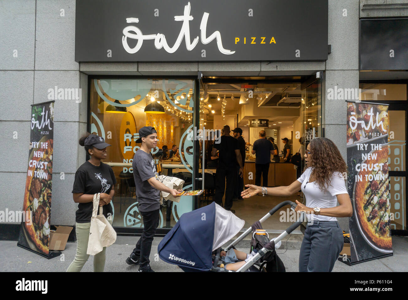 New York, USA, 27 June 2018. Opening day of Oath Pizza in their first ...