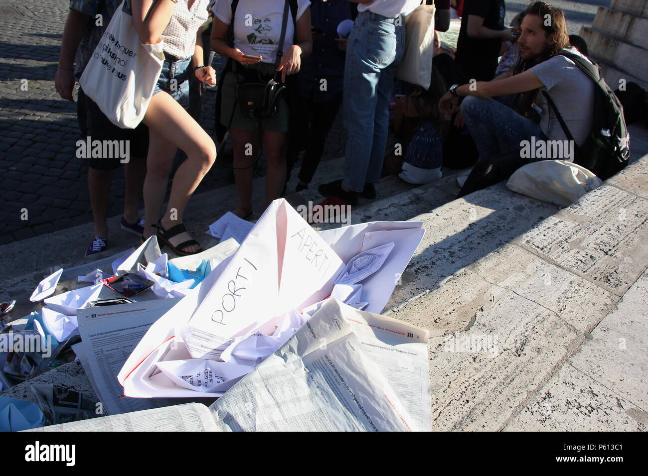 Rome, Italy. 27th Jun, 2018. Demonstration for European Solidarity-save ...