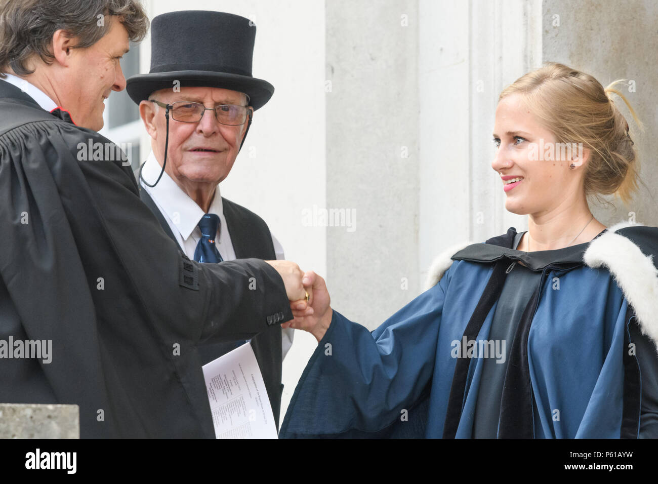 Cambridge University, UK. 28th Jun 2018. A delighted newly qualified ...