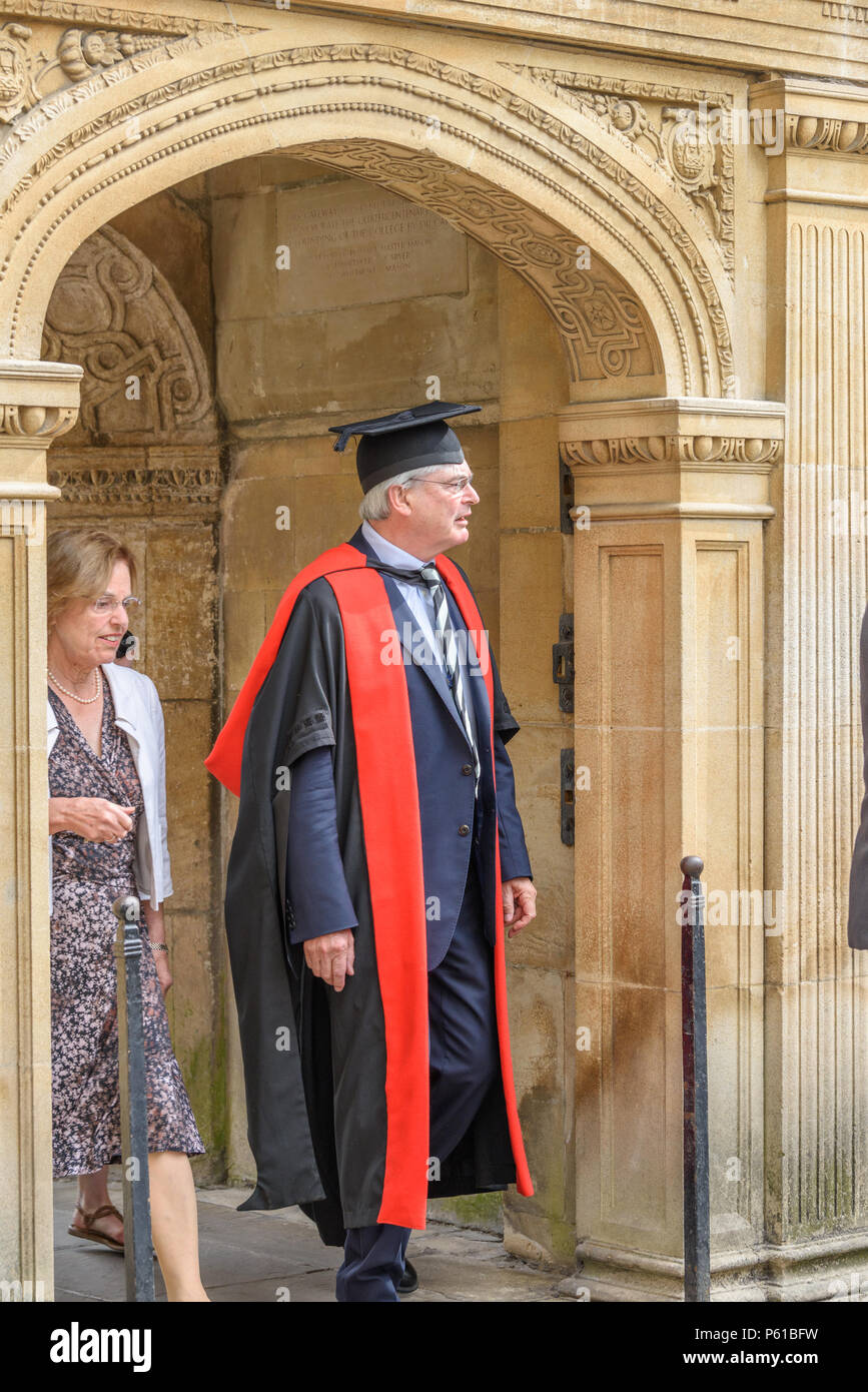 Cambridge, England. 28 June 2018. The vice-chancellor of Cambridge ...
