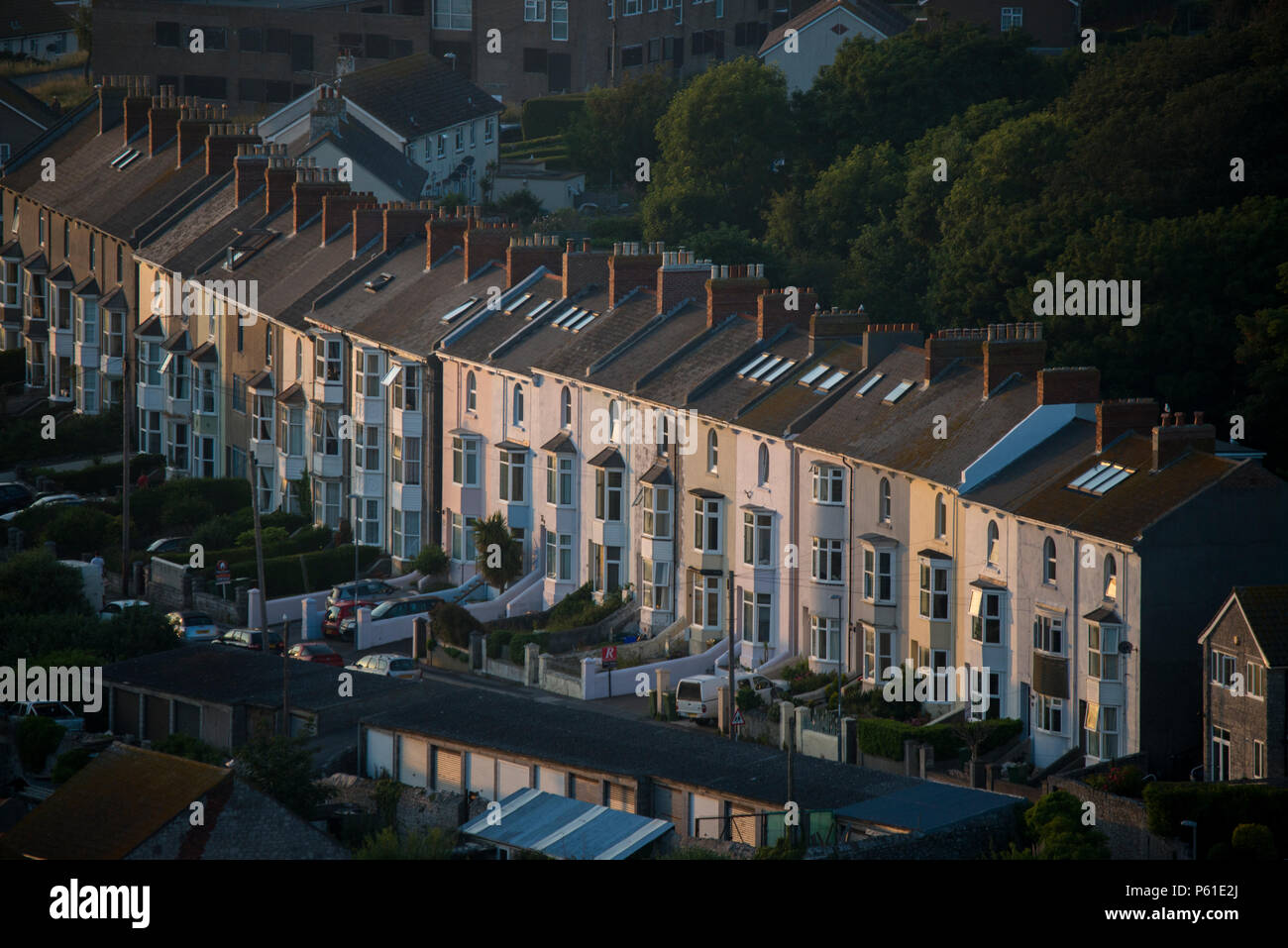 Southwell terrace houses on the island of Portland, Dorset, UK Stock ...