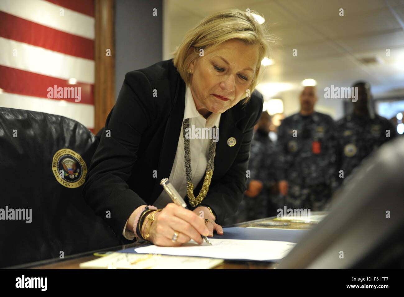NEWPORT NEWS, Va. (Apr 07, 2016) -- Susan Ford Bales, the Ship's ...