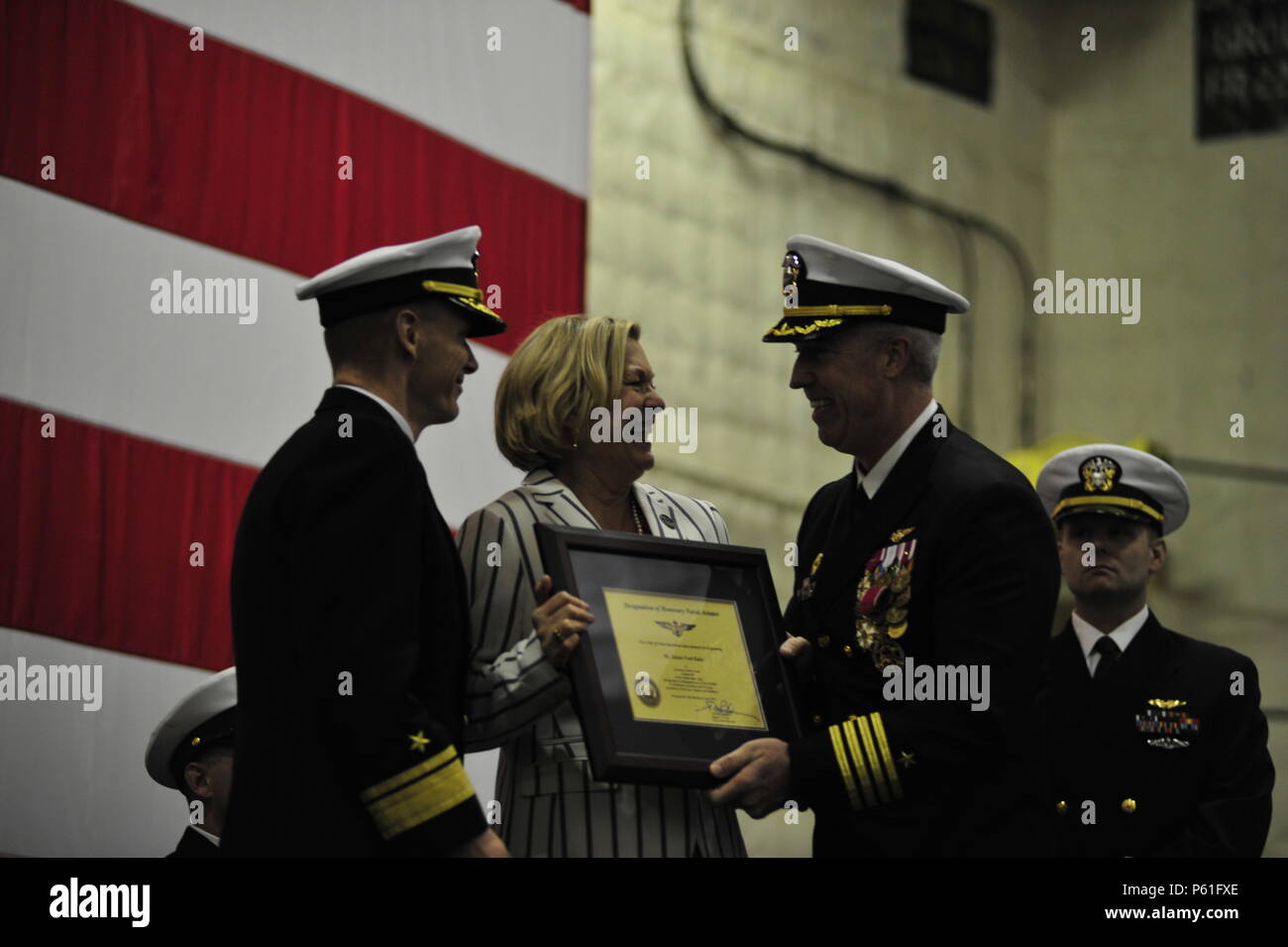NEWPORT NEWS, Va., (April 8, 2016) Rear Adm. John Haley and Capt. John ...