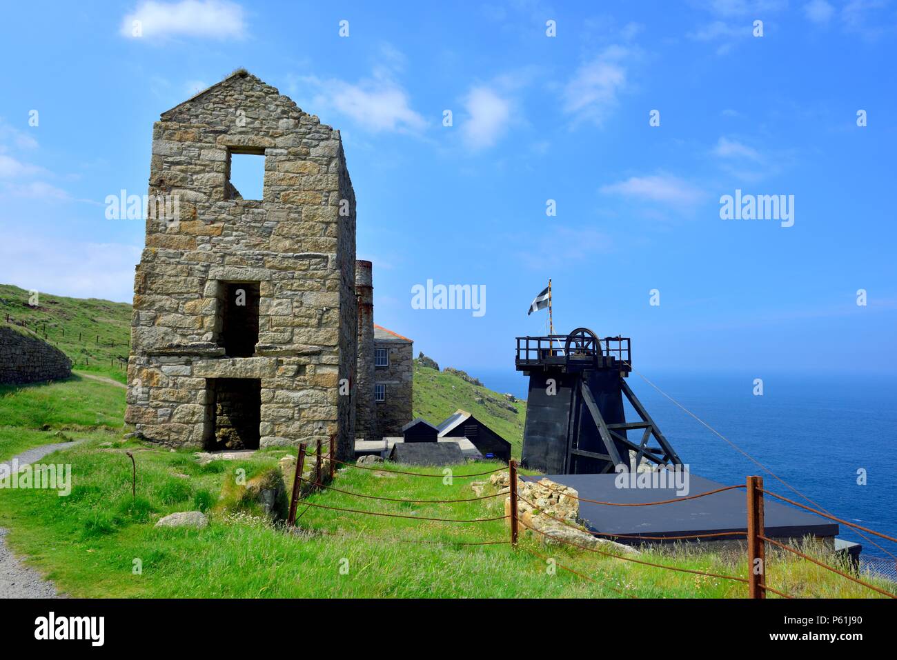 Engine houses of Levant Tin Mine, Pendeen, Trewellard,Cornwall,England ...