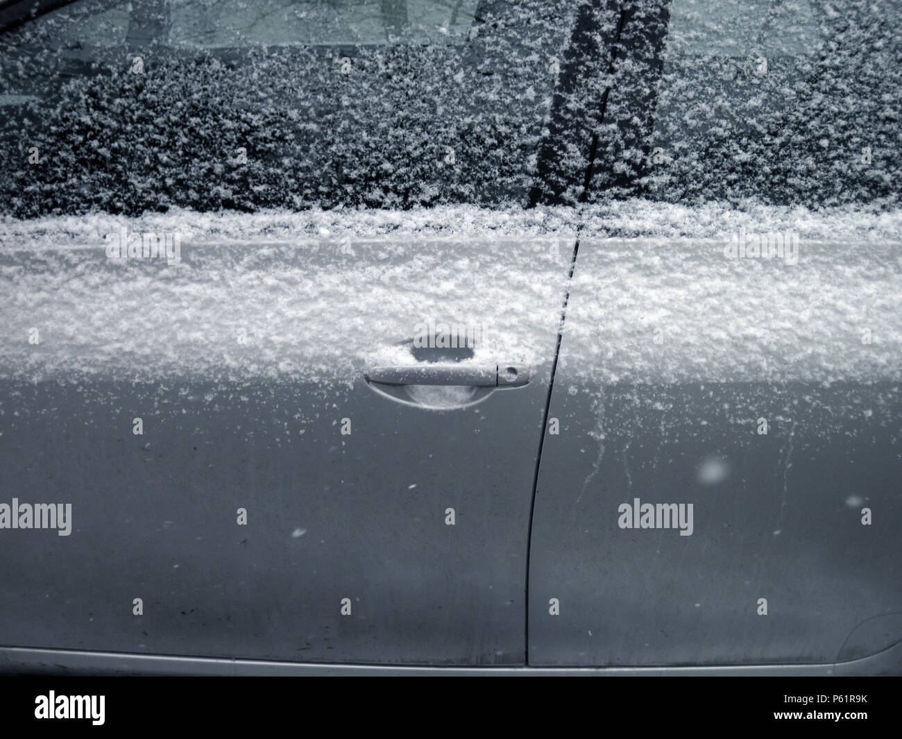 an image of snow covered car window Stock Photo - Alamy