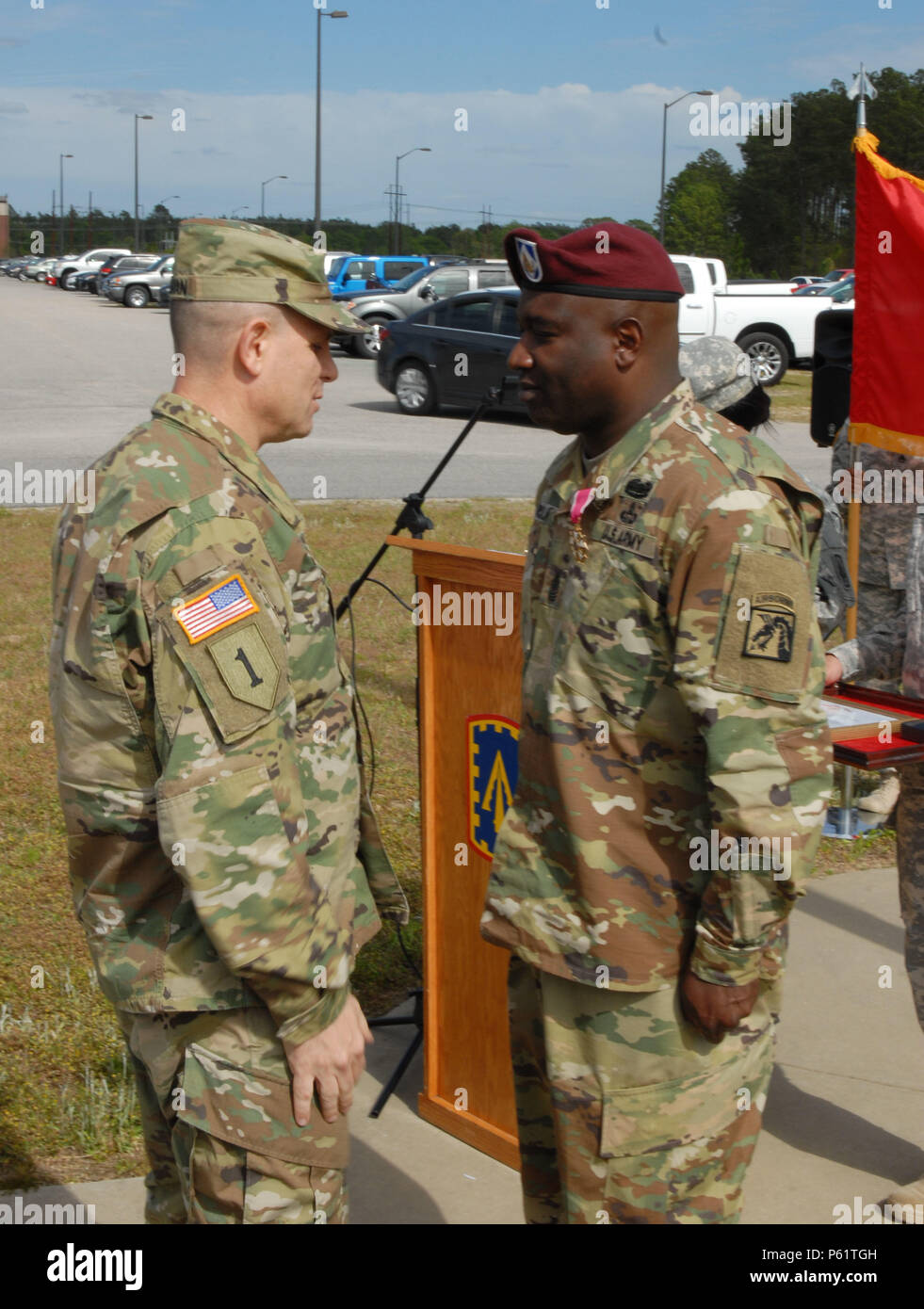 Brig. Gen. Christopher Spillman speaks with Command Sgt. Maj. Harold ...