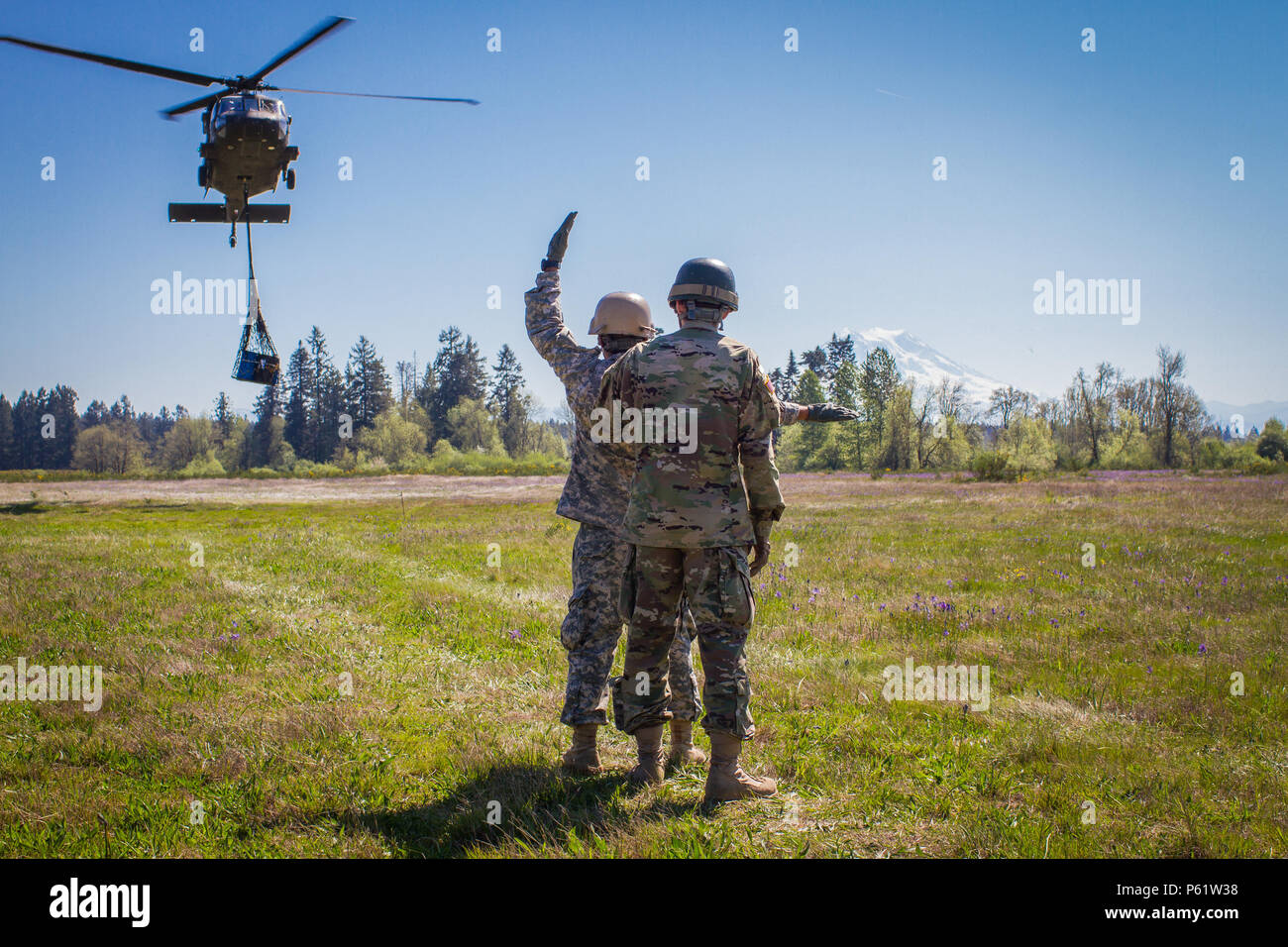U.S. Army Soldiers assigned to 17th Field Artillery Brigade give hand ...