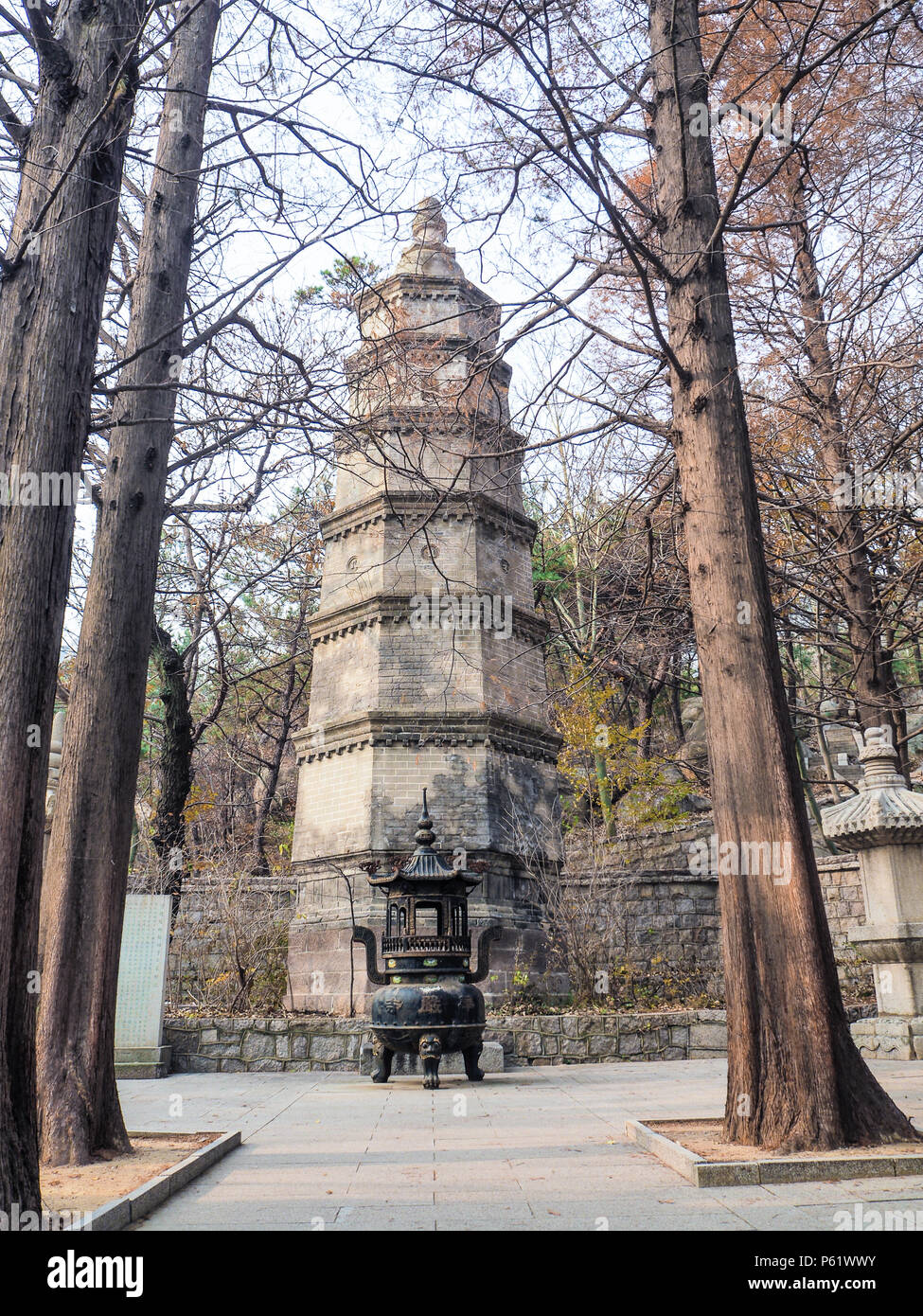 Stupa courtyard with the three stupa's set up in the Qing dynasty next ...