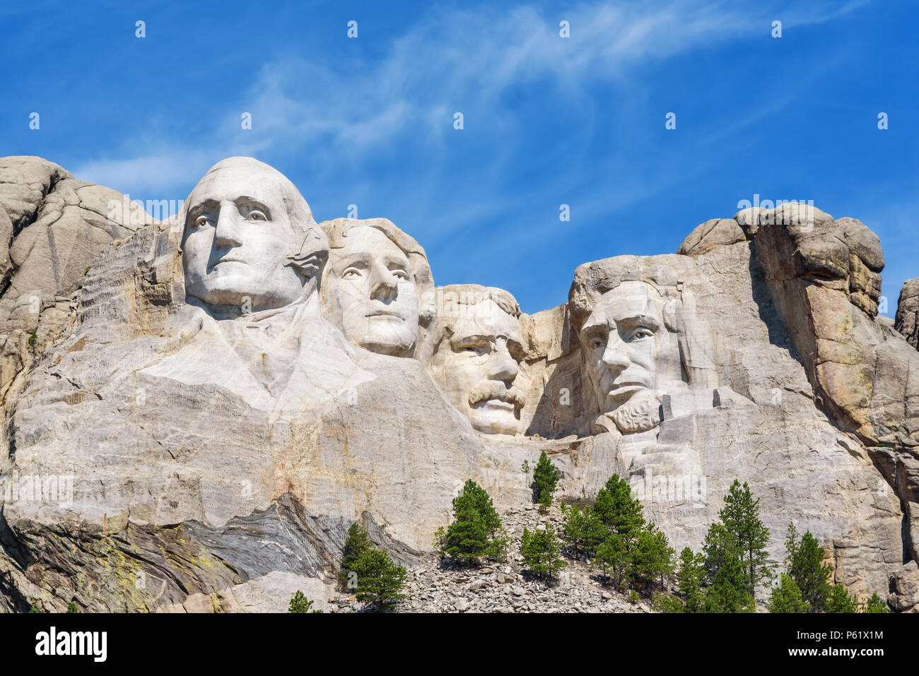 Presidential sculpture at Mount Rushmore national memorial, USA. Sunny ...