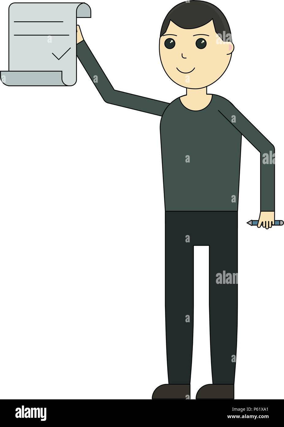 The guy shows the contract isolated on white background Stock Vector ...