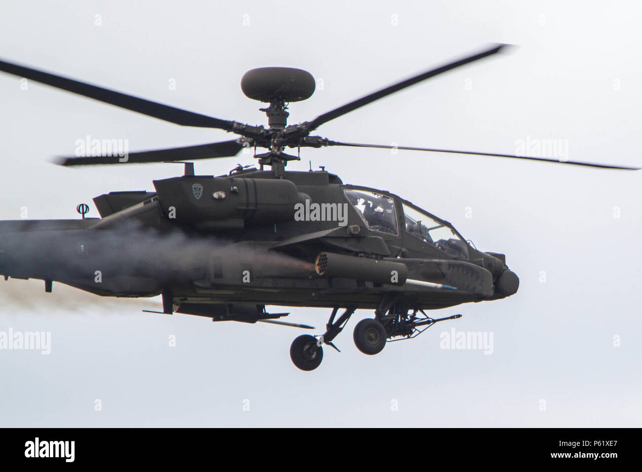 A U.S. Army AH-64E Apache helicopter assigned to 16th Combat Aviation ...
