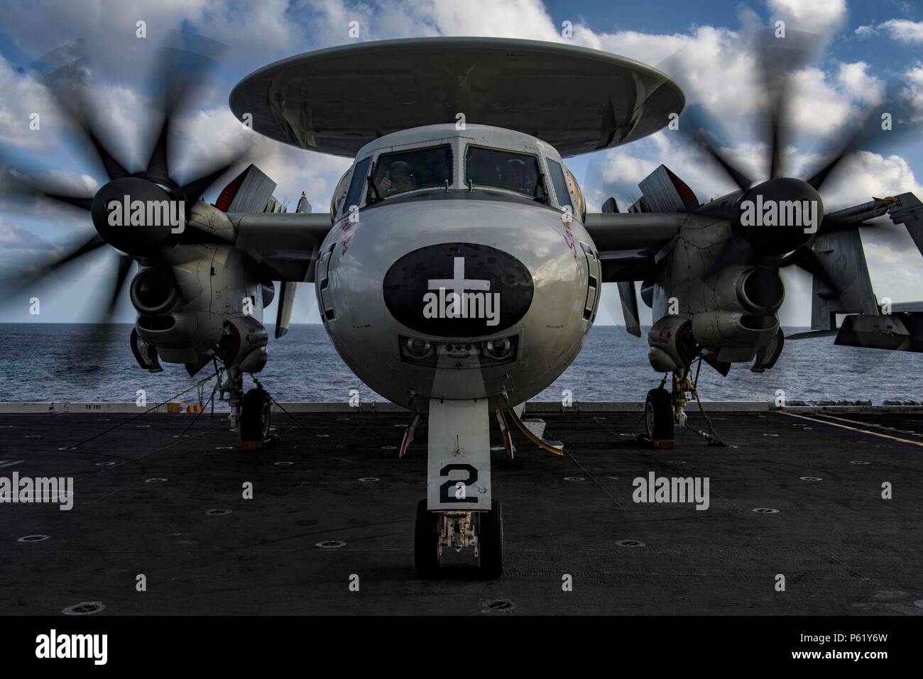 160406-N-OR652-468 ATLANTIC OCEAN (April 6, 2016) – An E-2C Hawkeye ...