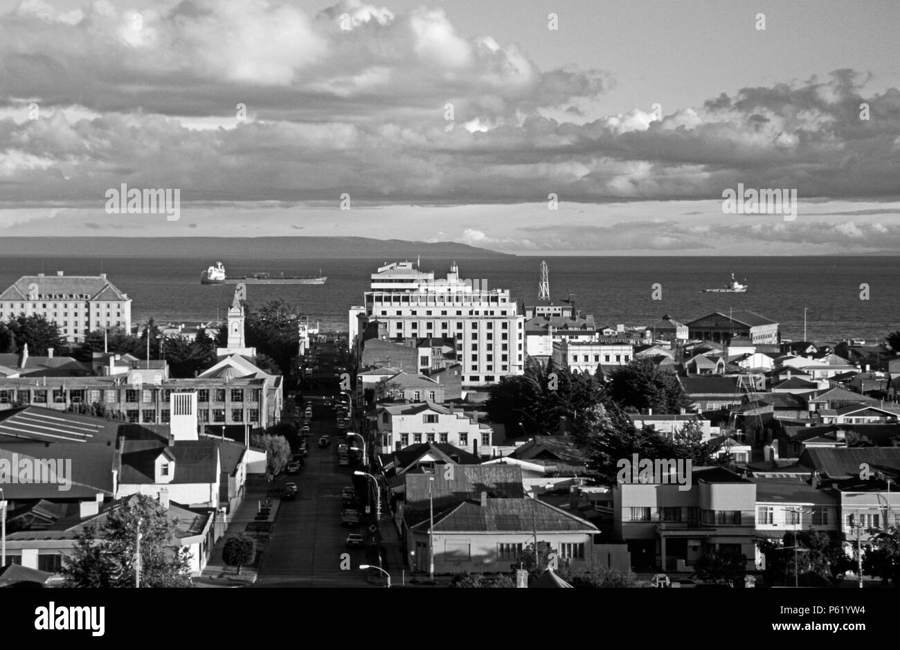 View of PUNTA ARENAS and the STRAIT OF MAGELLAN - PATAGONIA, CHILE ...