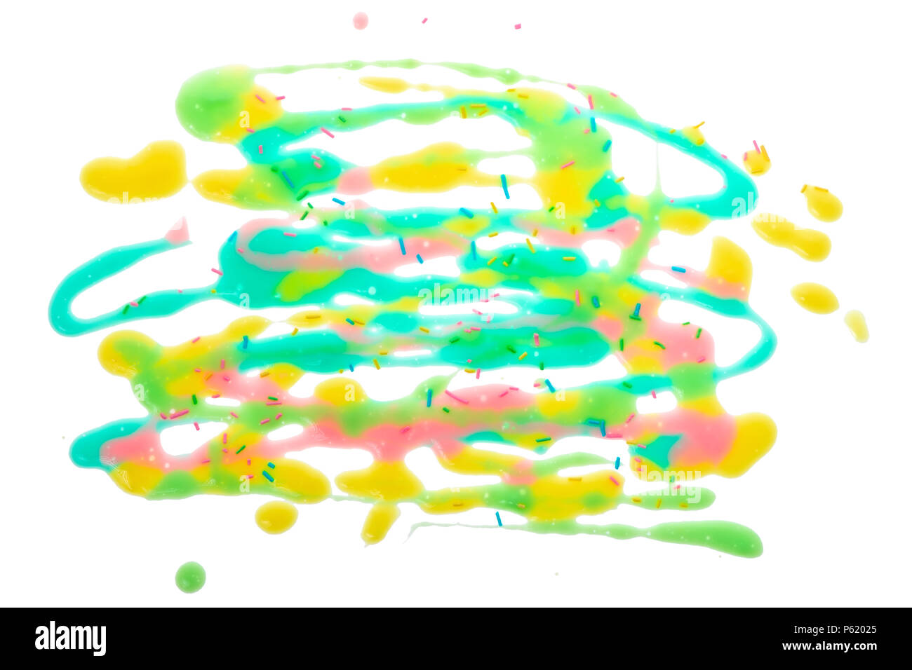 rainbow glaze and sprinkles isolated on white background, decoration ...