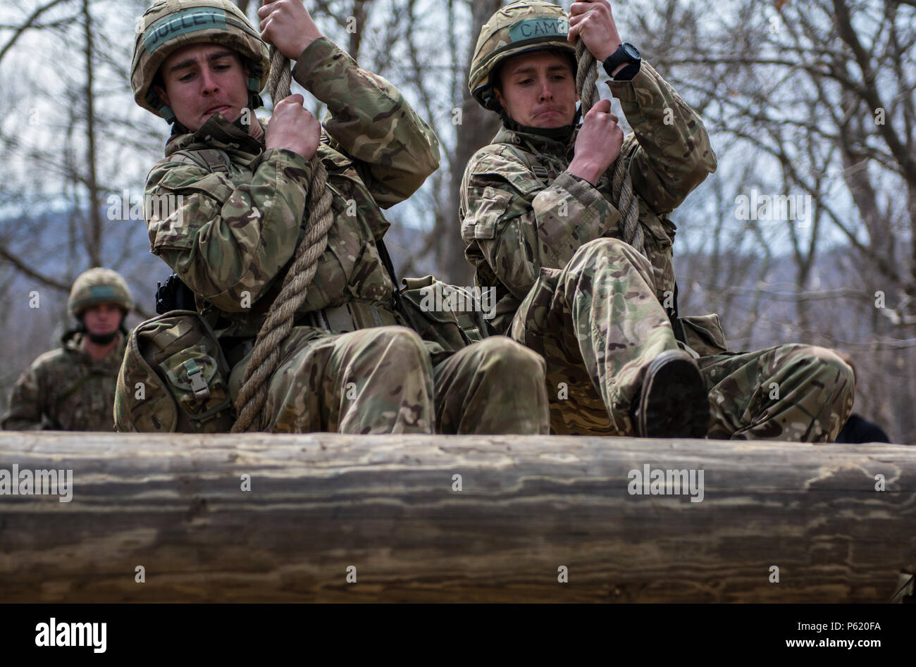 British Officer Cadets Perry Jolly and Samuel Camp, both from the Royal ...