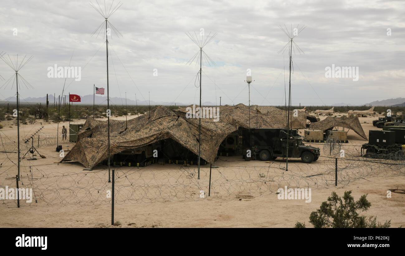 A U.S. Marine Corps tactical operational facility is utilized during ...