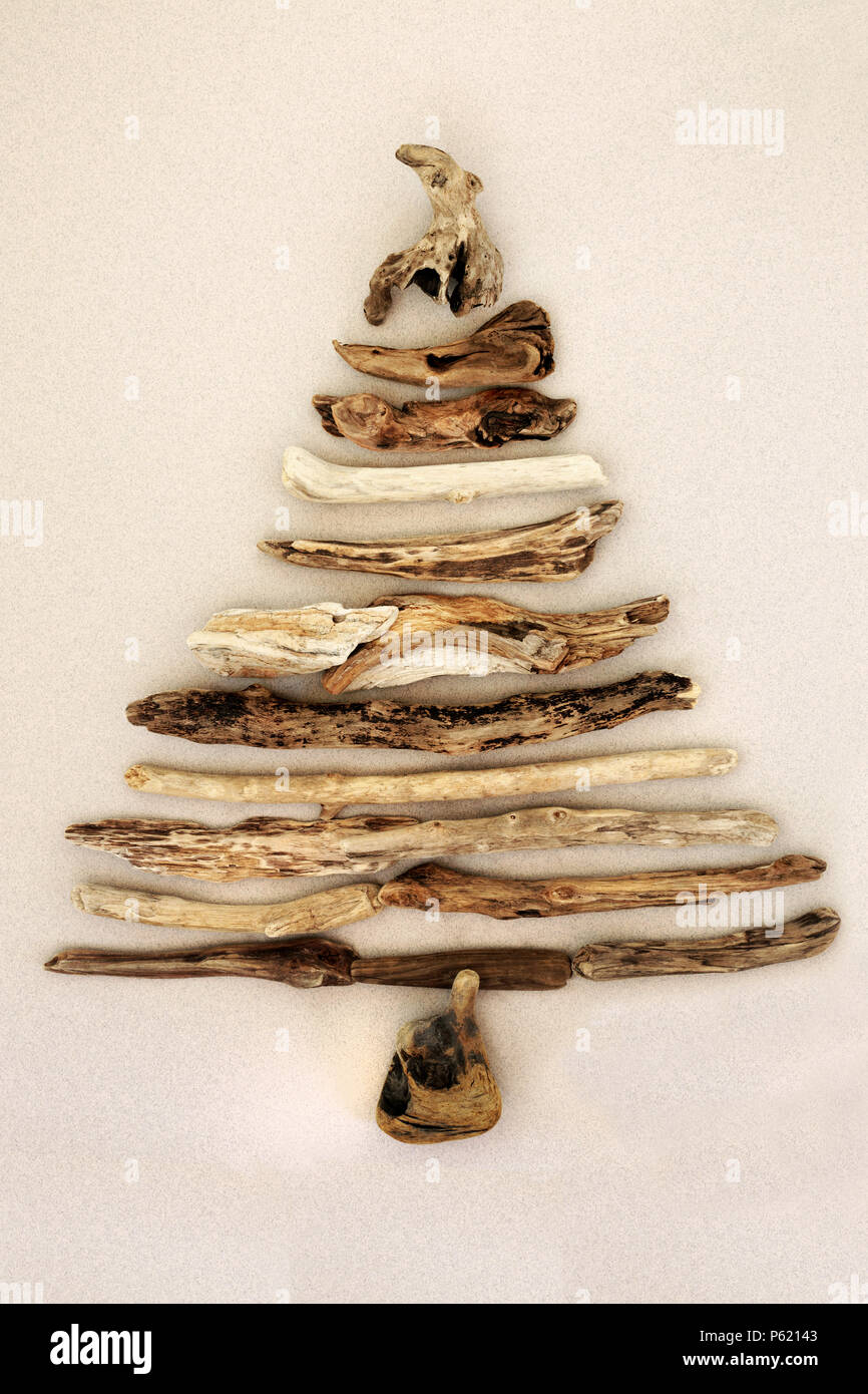 Abstract driftwood tree on mottled cream background. Environmental ...
