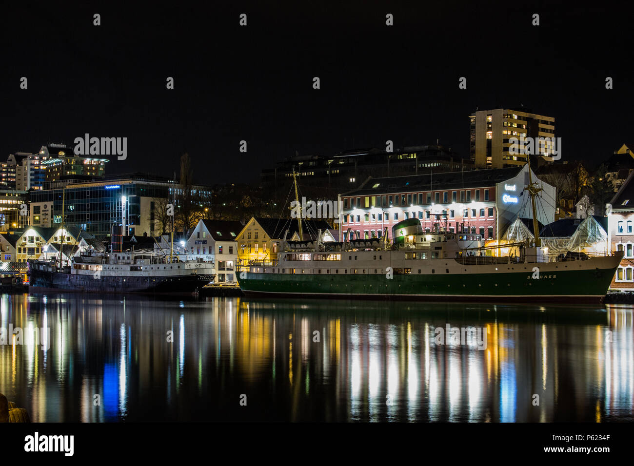 Rogaland and Sandnes Ships at Night, Stavanger harbour Stock Photo - Alamy