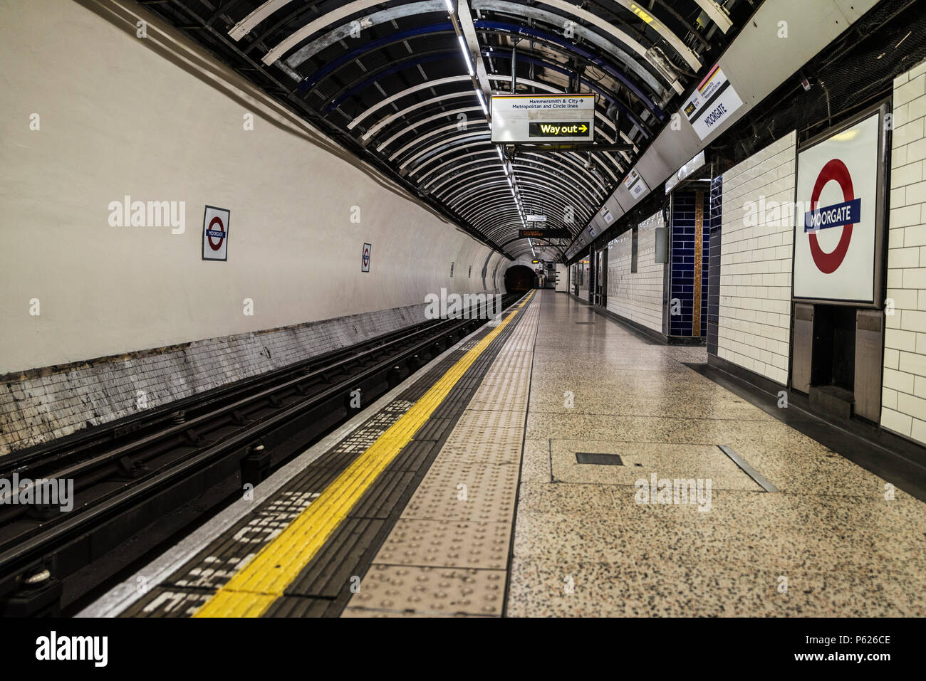 London, England UK - December 31, 2017: Empty underground station ...
